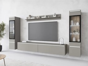 Nábytek do obývacího pokoje Sawoti II, Barva: šedé palladium, Osvětlení: osvětlení LED - bílé