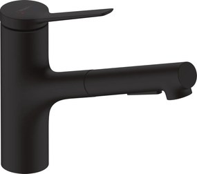 Hansgrohe Zesis M33, páková kuchyňská baterie 150, vytahovací sprška, 2jet, sBox, černá matná, HAN-74821670