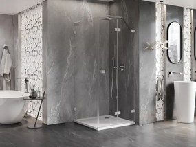 Mexen Lunar-F L, sprchový kout pravý 80 x 80 cm, 8mm čiré sklo, ocelový profil, 836L-080-080-97-00-P