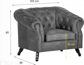 Askont Chesterfield Bristol: Křeslo 1M Antique Brown