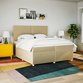 Box spring postel s matrací krémová 200x200 cm textil 3293685
