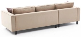 Hanah Home Sametová pohovka KALE krémová levá 825BLC2725