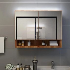 Petromila LED koupelnová zrcadlová skříňka dub 80 x 15 x 60 cm MDF