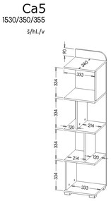 Regál typ CA5 Caryl (světlý grafit + lesklá bílá + dub nash). 1040645