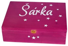 Velký dřevěný box se jménem fialový