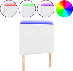 Čelo postele s LED bílé 100x5x118/128 cm umělá kůže 3122369