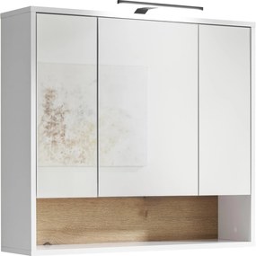 XXXLutz ZRCADLOVÁ SKŘÍŇKA, bílá, barvy dubu, 80/72/21 cm Xora - Zrcadlové skříňky - 001279035302