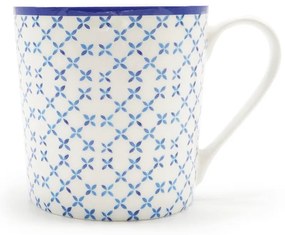 Porcelánový hrnek Nordic Blue Tiles IV, 400 ml – s modrým dlaždicovým vzorem