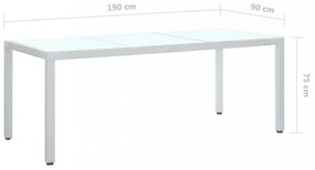 Zahradní stůl bílý polyratan Dekorhome 190x90x75 cm