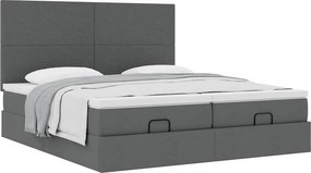 Osmanský rám postele s matrací tmavě šedý 200x200cm textil 3313679