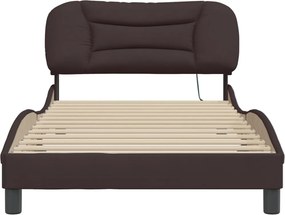 Rám postele s LED bez matrace Hvar Tmavě hnědá 100x200 cm Látka 3213686