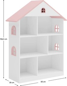 Dětská knihovna, bílá/růžová, MAISON TYP 1