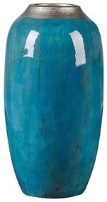 Pálená hlína Dekorativní váza 42 Modrá Stříbrná MILETUS Beliani