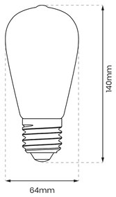 Dekorační LED žárovka E27 teplá 2700k 6w 700 lm jantarová