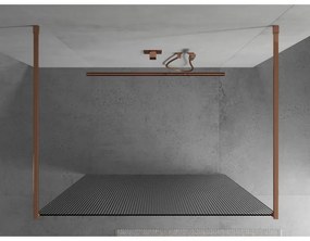 Mexen Kioto, sprchová zástěna Walk-In 120 x 200 cm, 8mm sklo s žebrovým vzorem, růžové zlato profil, 800-120-002-60-09