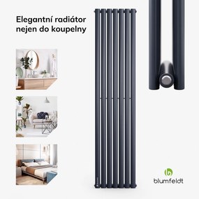 Blumfeldt Tallheo, 41 x 180, radiátor, koupelnový radiátor, trubkový radiátor, 691 W, teplá voda, 1/2