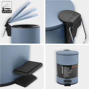 Světle modrý nášlapný ocelový odpadkový koš 3 l Adelar – Spirella