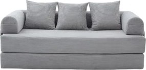 Aosom Skládací kompresní pohovka s pevným kovovým rámem, boční kapsy plus 3 polštáře, 200D x 94Š x 67V cm, světle šedá