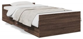Rám postele se zásuvkami hnědý dub 90x200 cm kompozitní dřevo - Default Title