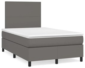 Box spring postel s matrací šedá 120x190 cm umělá kůže