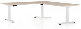 Výškově nastavitelný stůl OfficeTech Angle, 180 x 200 cm, bílá podnož