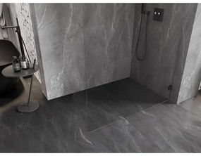 Mexen, Mexen Lunar L sprchová stěna pravá 110 x 200 cm, průhledná 8 mm, černá - 830L-110-000-70-00-P