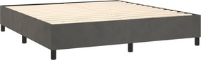 Box spring postel s matrací a LED tmavě šedá 160x200 cm samet 3136372