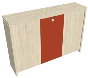 Střední šatní skříň Verno 188 x 46 x 130 cm, kombinované dveře, akát / oranžová