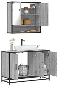 2dílný set koupelnového nábytku šedý sonoma kompozitní dřevo 3300923