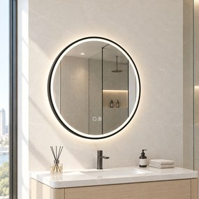HOMCOM kulaté LED zrcadlo Ø 60 cm s Bluetooth, černé