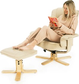 Relaxační křeslo, polohovatelné, béžová, EDDIE