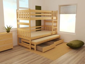 Patrová postel s výsuvnou přistýlkou PPV 019 90 x 190 cm - přírodní