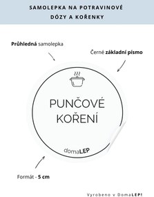 Samolepka na kořenky PUNČOVÉ KOŘENÍ průhledná 5 cm základní písmo