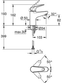 Grohe Swift Umyvadlová baterie S bez výpusti, chrom 24317001