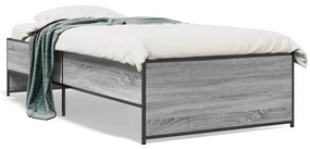 Rám postele šedý sonoma 75 x 190 cm kompozitní dřevo a kov