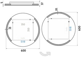 Nimco Kulaté LED zrcadlo pr. 600 se dvěma dotykovými senzory - ZP 16000RVX