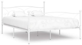 Rám postele s laťkovým roštem bílý kov 200 x 200 cm,  284453 HangarStore.cz