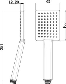 Sapho sprchová růžice ruční sprcha 1 funkce 251 mm hranatá chrom 1204-17