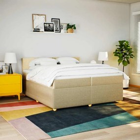 Box spring postel s matrací krémová 200x200 cm textil 3287561