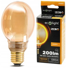 ECOLIGHT Dekorativní LED žárovka E27 4W 200lm G80 Amber Retro - řada ZERO