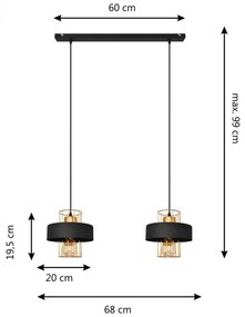 LED Lustr na lanku VOLTA 2xE27/15W/230V černá/rose gold