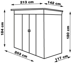 Kovový domek na nářadí Bristol 2,4 qm šedý