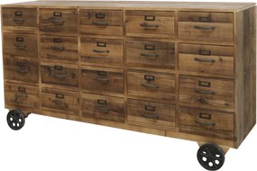 Dřevěná komoda na kolečkách se šuplíčky Offile - 156*39*83cm
