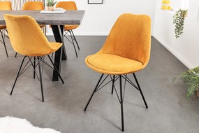 Designová jídelní židle Scandinavia hořčicová cord
