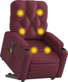 Elektrické zvedací masážní polohovací křeslo vínové textil 3204749