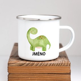 Domovi Bílý plecháček se jménem a dinosaurem Brontosaurus 360ml