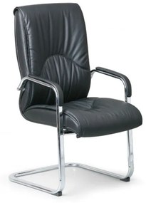 Konferenční / přísedící židle LUX, kožená, černá