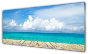 akrylový obraz Moře Mraky Molo Krajina 125x50 cm