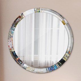 Kulaté dekorativní zrcadlo Abstraktní okno vitráže fi 100 cm