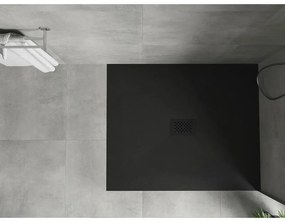 Mexen Hugo, obdélníková sprchová vanička SMC 110 x 100 cm, černá, černá krytka, 42701011-B